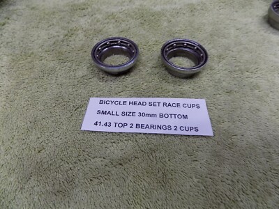 VINTAGE BICYCLE HEAD SET RACE CUPS 41.43 mm TOP 30 mm BOTTOM & 2 ...