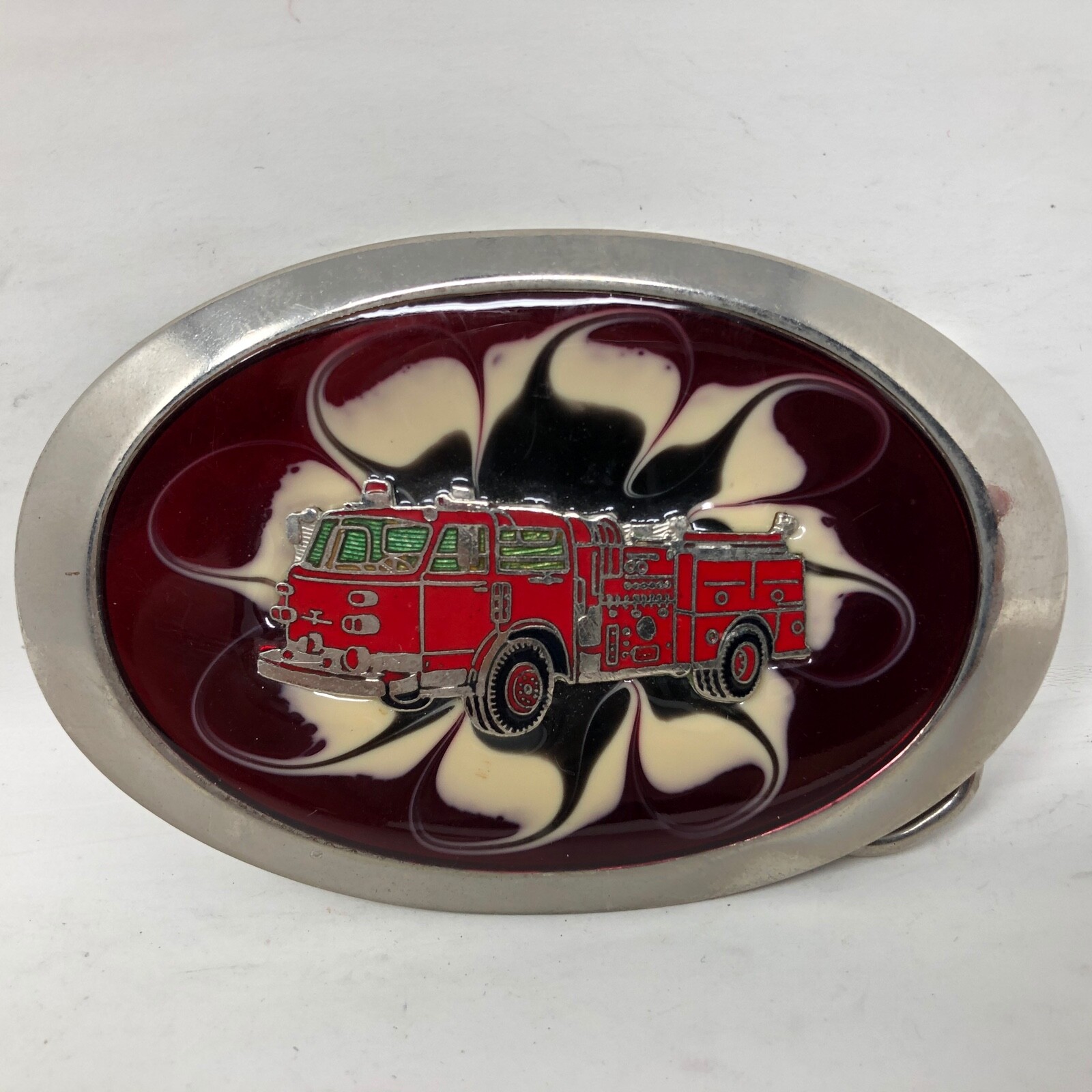 VTG Fire Truck Burgundy Red Belt Buckle Firefighter L… - Gem