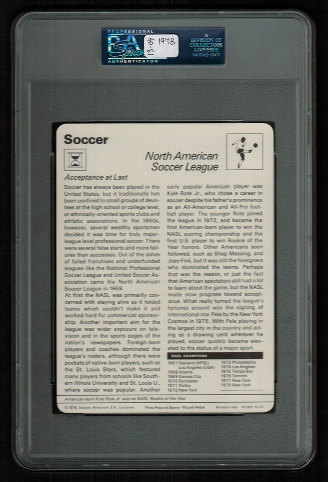 PSA 9 KYLE ROTE Jr. Sportscaster Soccer Card #52-05 | eBay