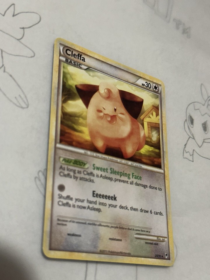 Pokemon TCG Cleffa HGSS Reverse Holo Rare Card 24/95 LP/NM Condition ...