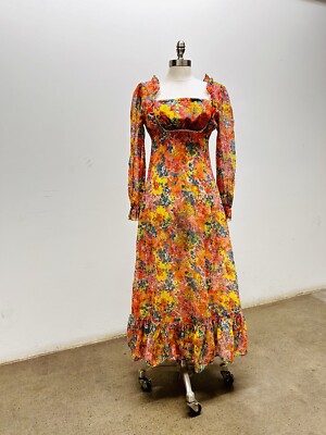 70s vintage bohemian prairie core cottage Prairie Hippy Maxi Dress ...