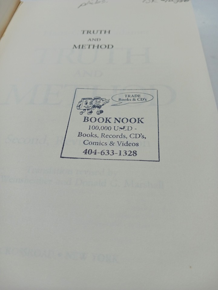 Truth and Method : Second Revised Edition by Hans Georg Gadamer PB ...