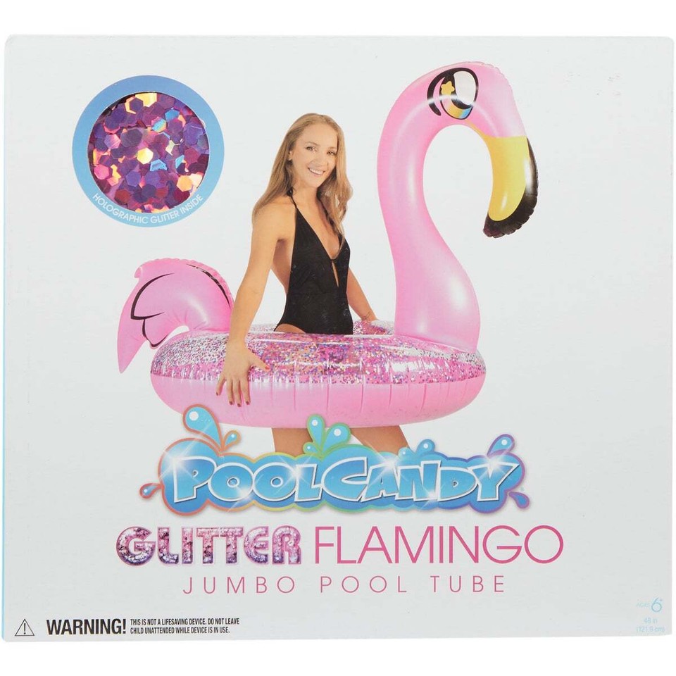 PoolCandy Glitter Flamingo Ride-On Tube Pool Float PC2748GF PoolCandy ...
