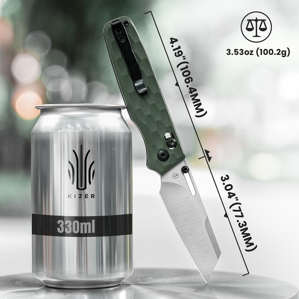 Kizer Task Pocket Knife G10 Handle 154CM Steel EDC Green Folding Knife ...