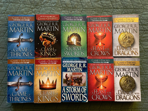 GEORGE RR MARTIN 5 book SET in the GAME OF THRONES series Paperback LOT ...
