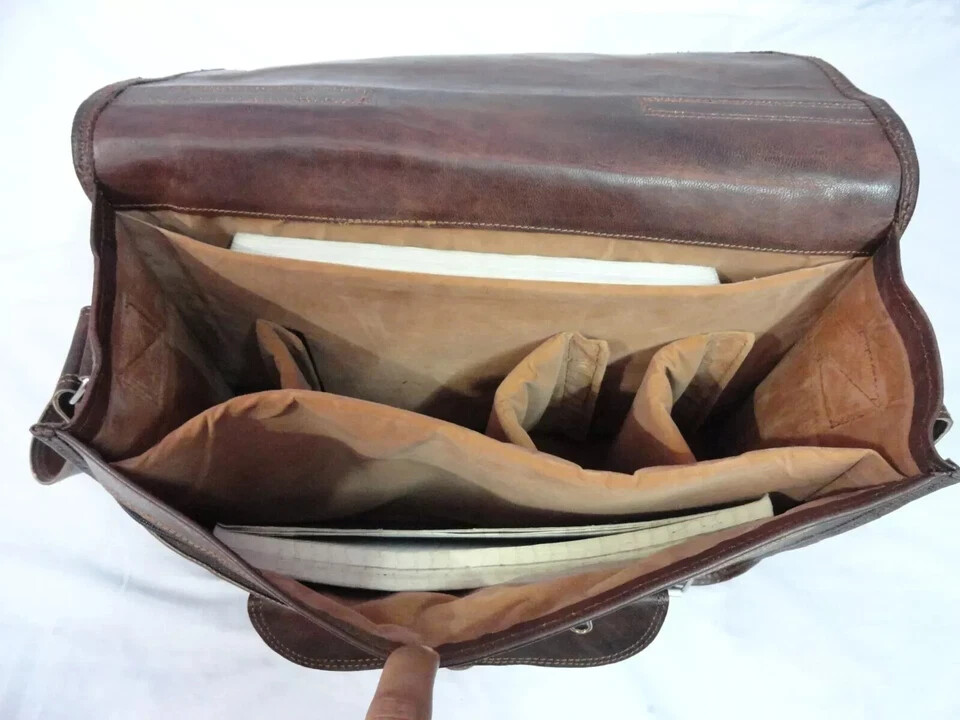 Genuine Vintage Leather DSLR Camera Briefcase Messenger Satchel Bag 16 ...