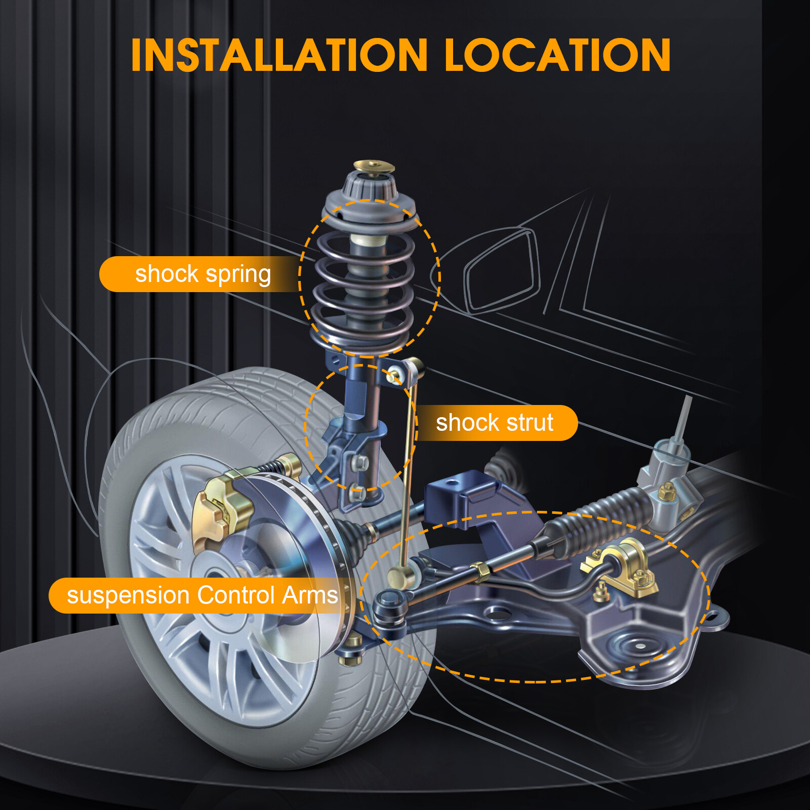 For 2006-2011 Hyundai Accent Kia Rio 1.6L Rear Pair Gas Shocks Struts ...