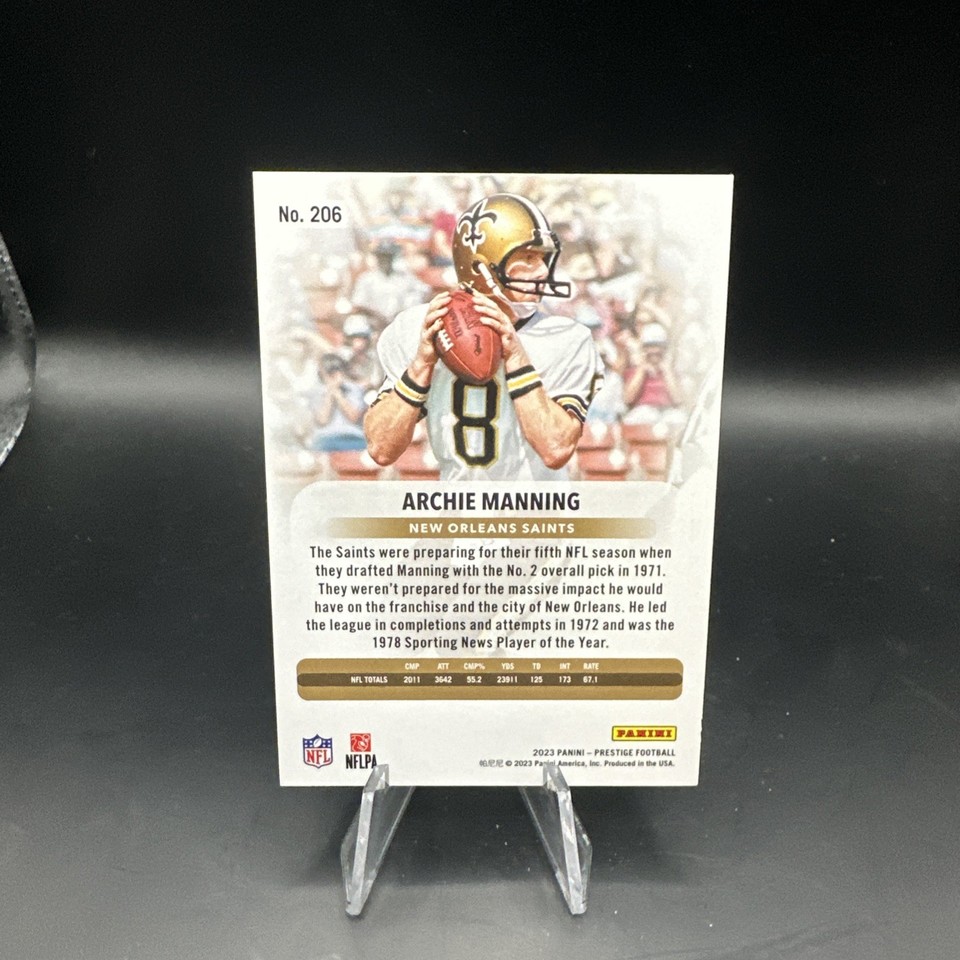 Archie Manning Hyper Prizm Xtra Points 2023 Prestige #206 New Orleans ...