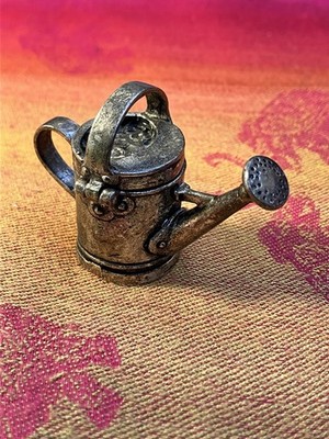 Vintage Mini Watering Can Trinket Box - Hinged Lid, Silver Tone Metal ...