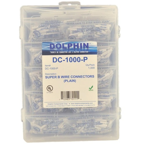 Dolphin Components InsulDsplConn,White,Run Tap,PVC,PK1000 DC-1000-P ...
