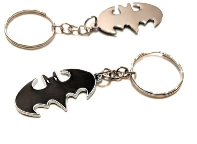BATMAN Retro style black chrome Classic DC Comics Full Metal Keychain ...
