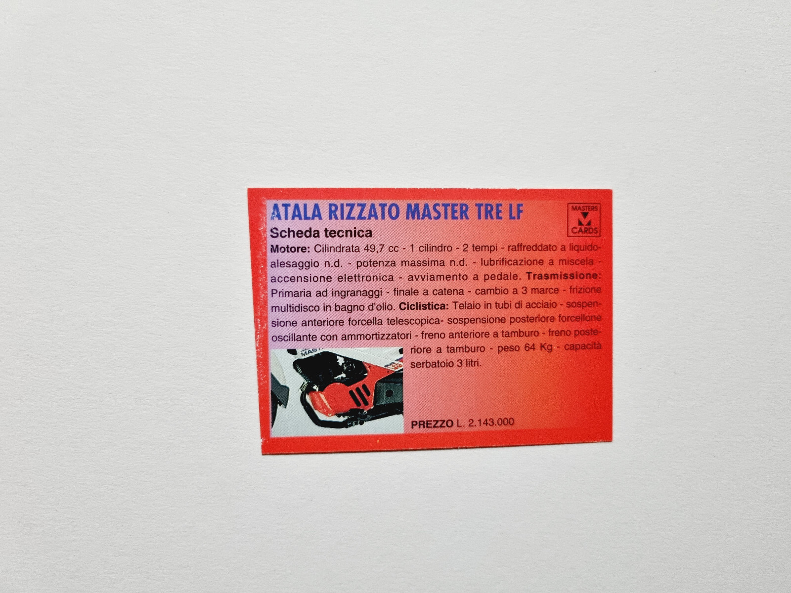 Atala Rizzato Master Three Lf Rare Card Motorcycle Vintage Original New ...