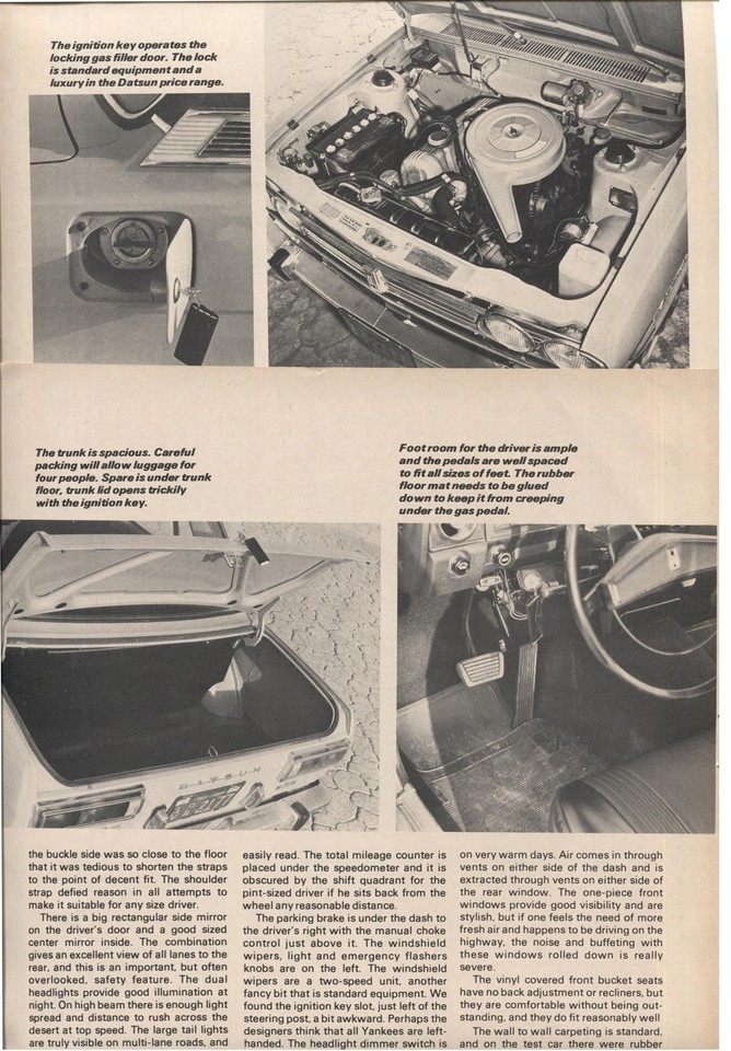 1969 DATSUN 510 SEDAN 4 pg Road Test Article | eBay