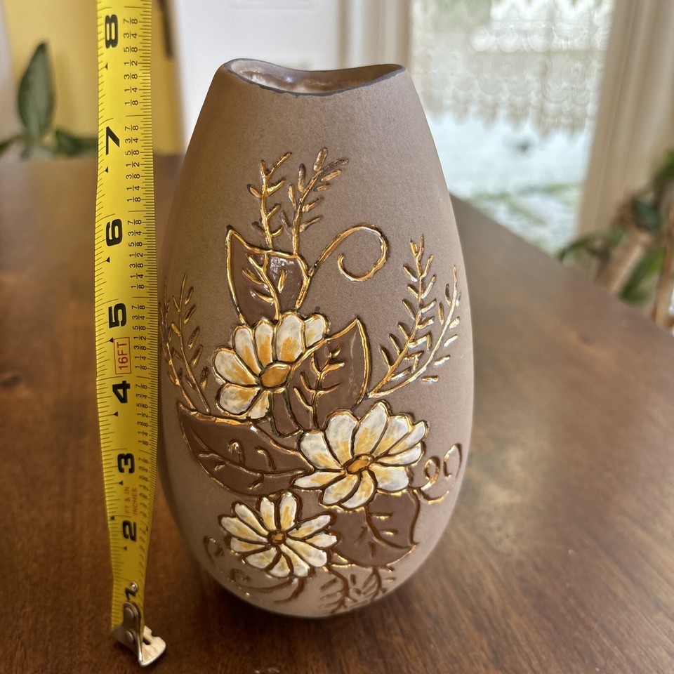 Vintage Handmade Art Ceramic Pottery Vase Signed Embossed MER | eBay