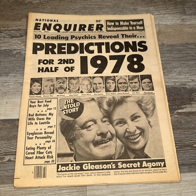 JULY 4,1978 -NATIONAL ENQUIRER tabloid magazine -JACKIE GLEASON, RED ...