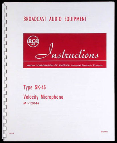 RCA SK-46 Ribbon Velocity Microphone Mike Mic User Manual Instruction ...