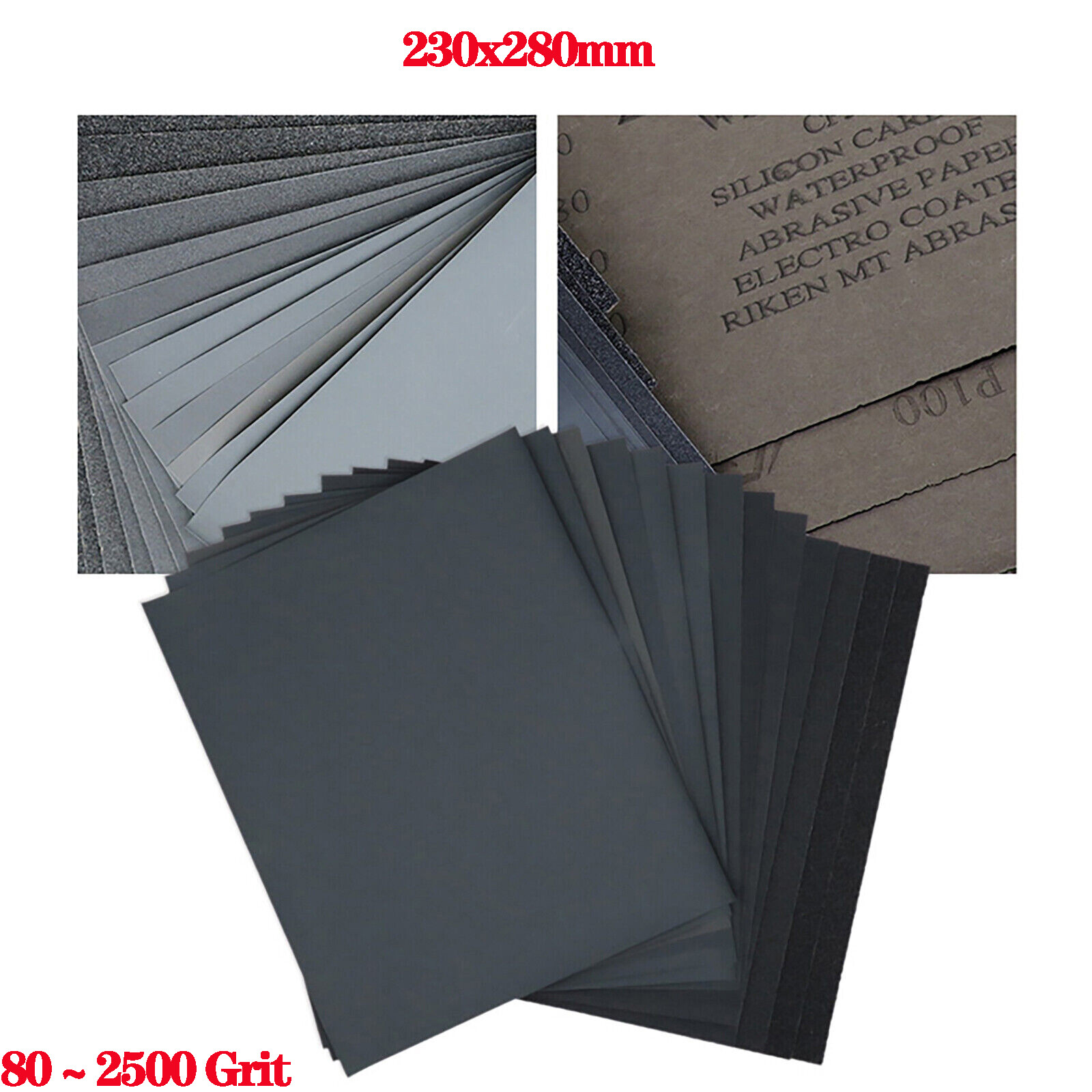 230x280mm Wet &Dry Sandpaper Sheet Sand Paper 80~2500 Grit Waterproof ...