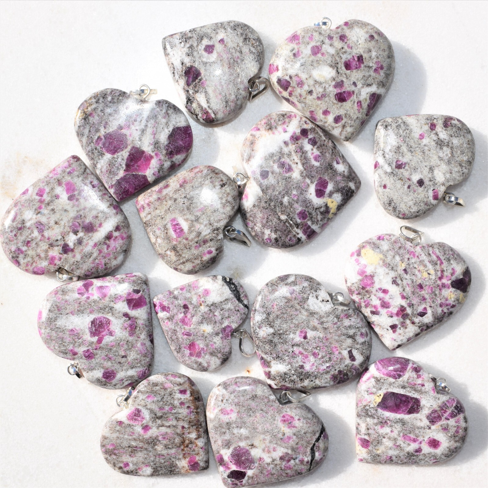 CHARGED Ruby Matrix Heart Pendant + Baby Selenite Heart & Stainless ...