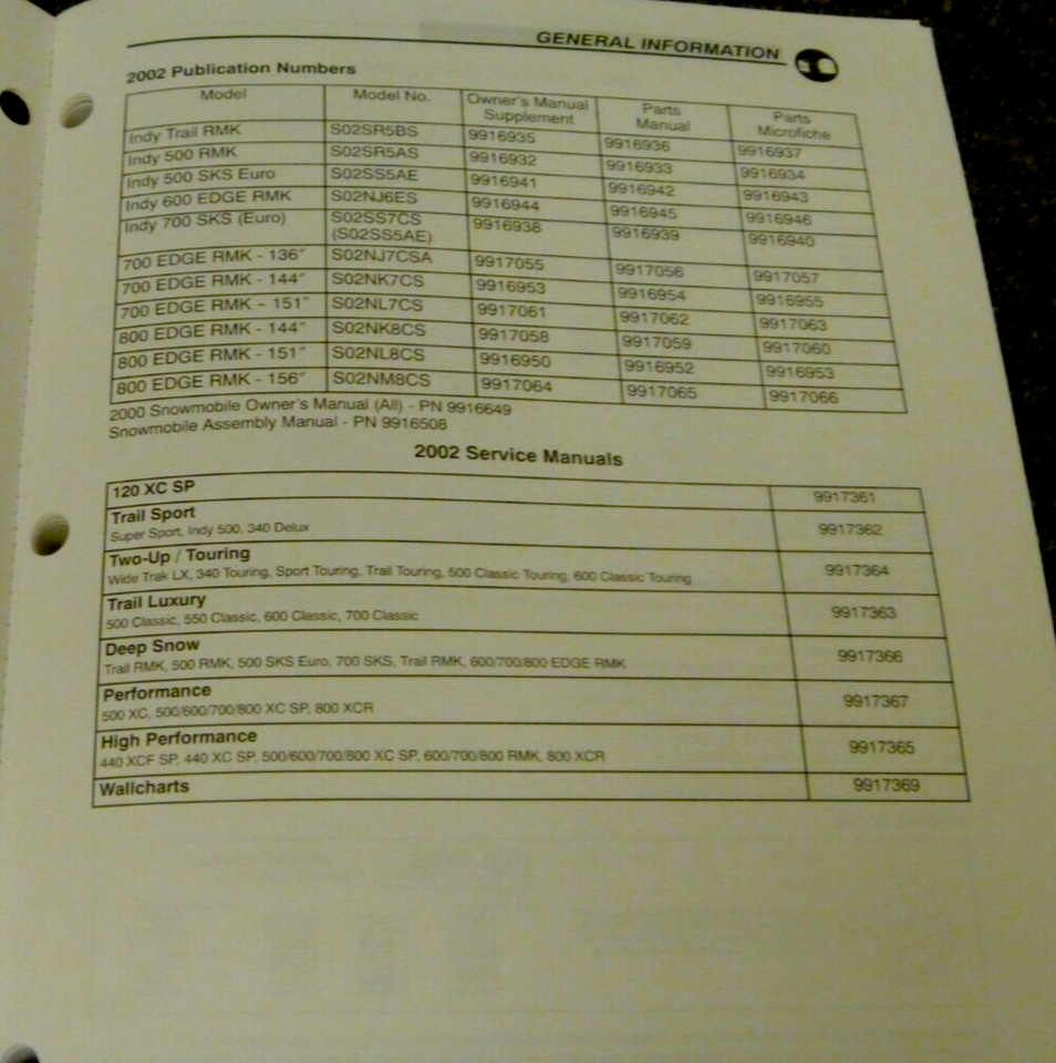 2002 Polaris 700 800 Edge RMK Snowmobile Shop Service Repair Manual ...