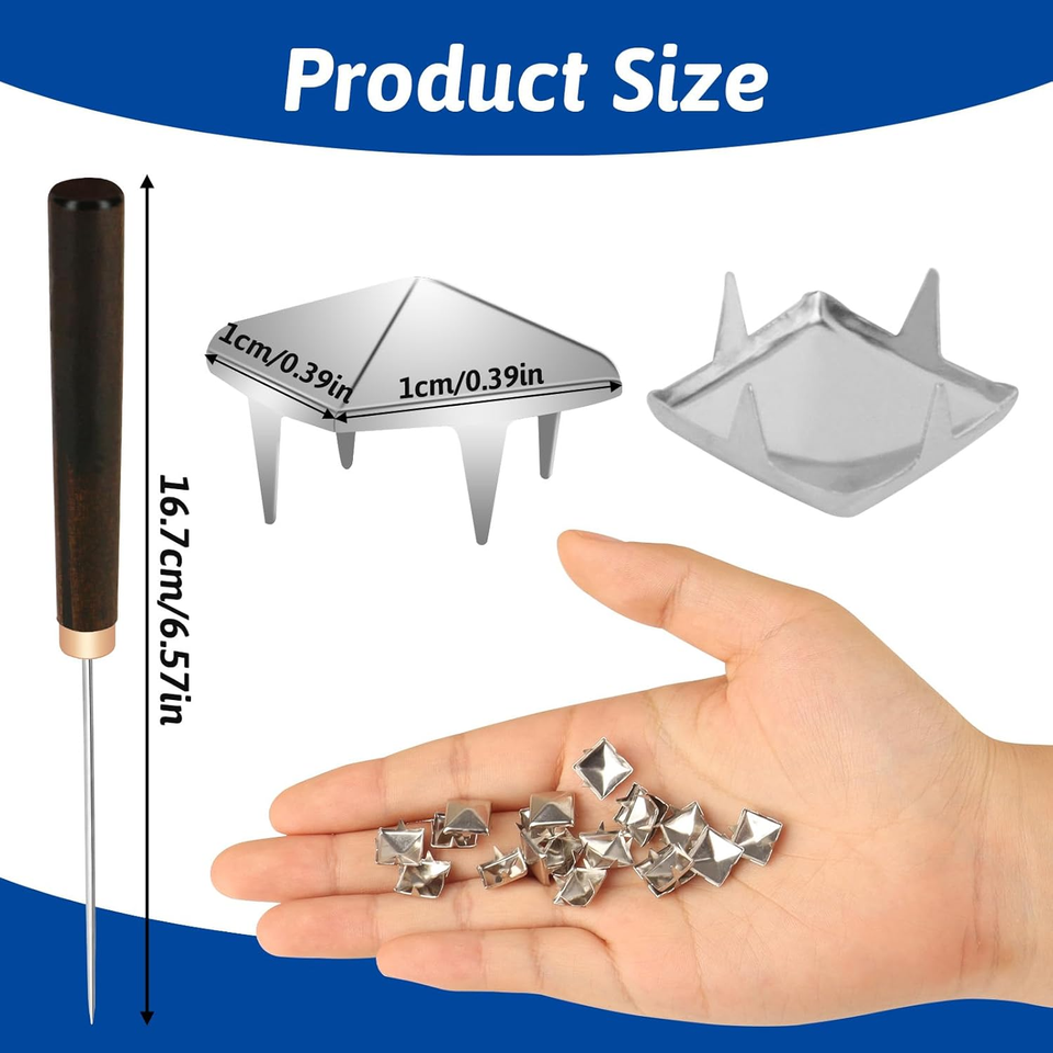 Pyramid Studs Clothing 1300 Pieces 10 Mm Silver Four-Jaw Square Studs ...