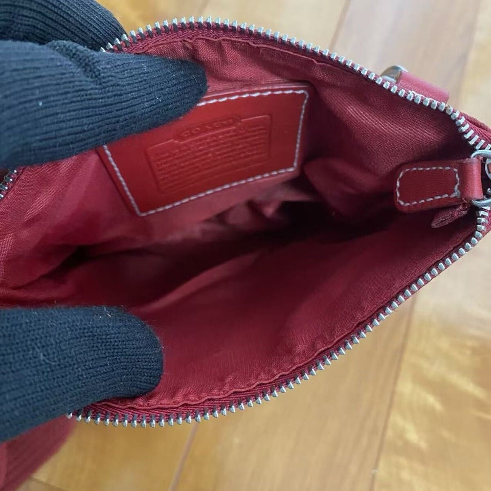 Coach Shoulder Bag Mini Sacoche Signature Canvas Leather Red | eBay UK