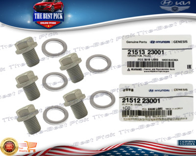 ⭐GENUINE⭐ Engine Oil Drain Plug+Washer Hyundai/Kia 5PCS 2151223001 ...