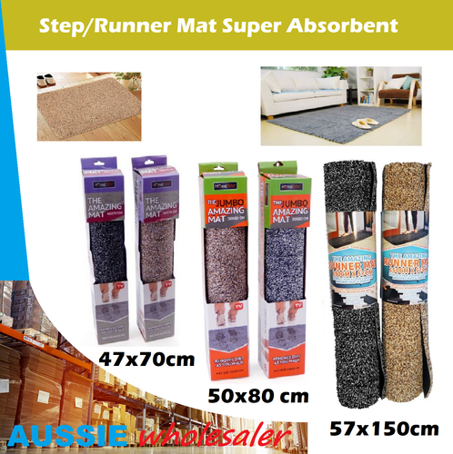 AU 1X 3 Size Clean Step/Runner Mat Super Absorbent Microfibre Non-Slip ...