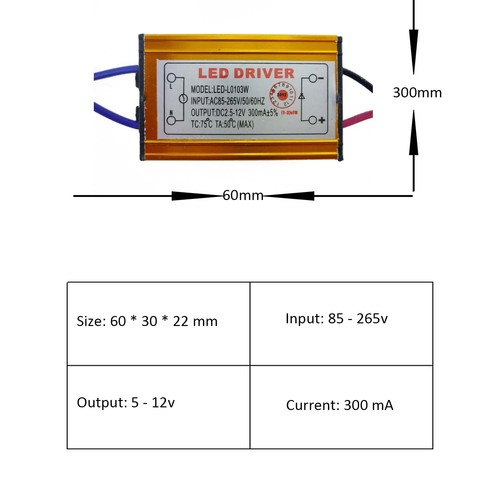 3W LED Driver Dimmable Ceilling Lighting Transformer Power Supply ...