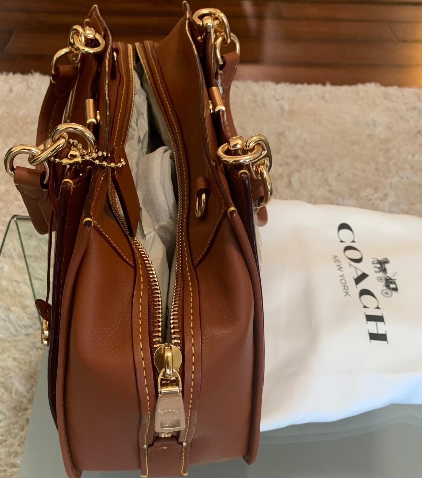 Coach 35617 Border Rivets Mixed Leather Dreamer Satchel Oxblood for ...