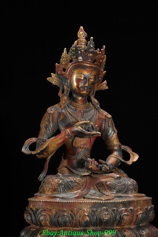 15"Old Tibet Buddhism Bronze Gilt Vajradhara Vajrabhairava Goddess ...
