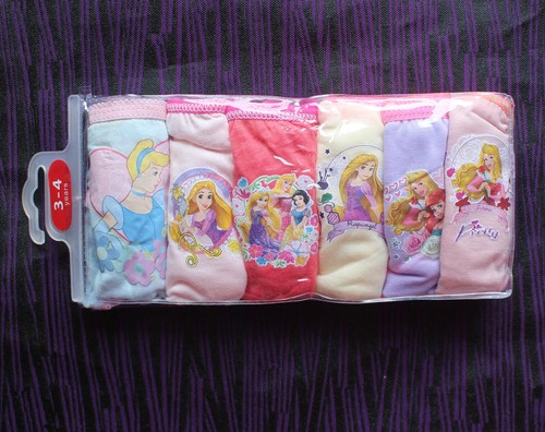 Girl Briefs Underwear 6 Panty Pack Aurora Ariel Cinderella Rapunzel ...