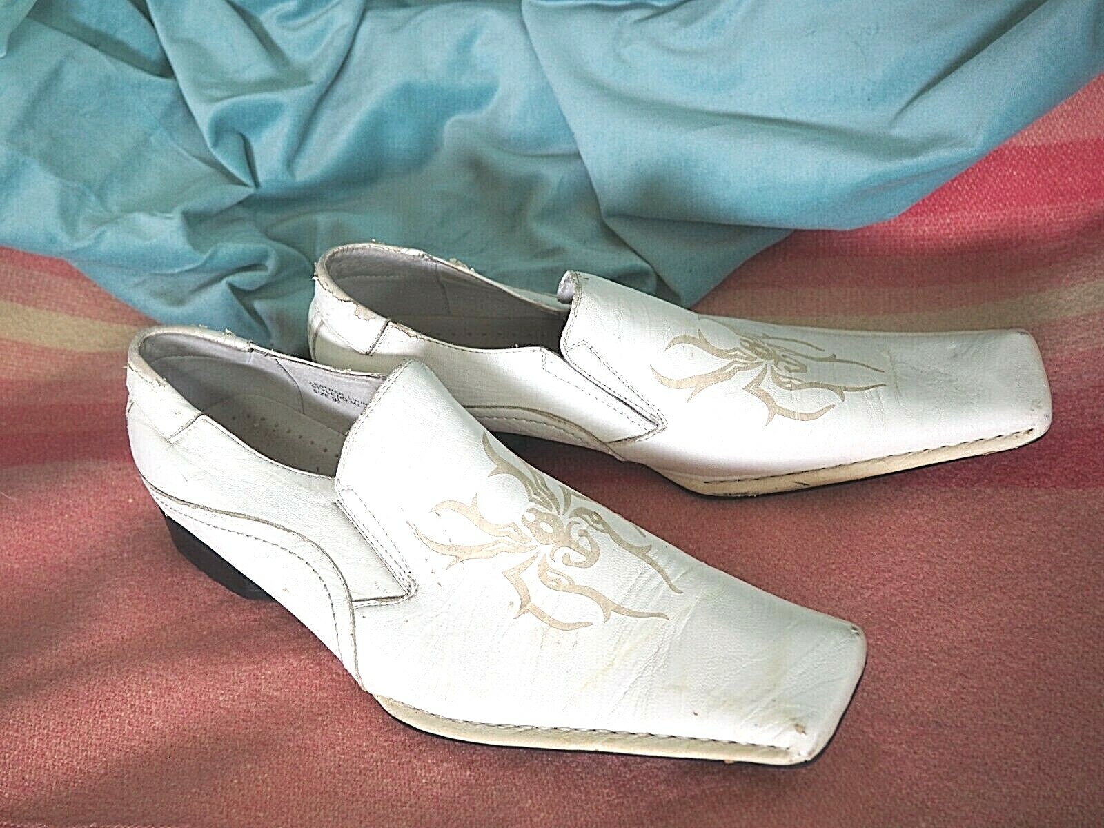 VTG Delli Aldo Italian Made Tooled Leather White Squa… - Gem