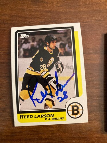 Boston Bruins Reed Larson Signed 1986-87 Topps card | eBay