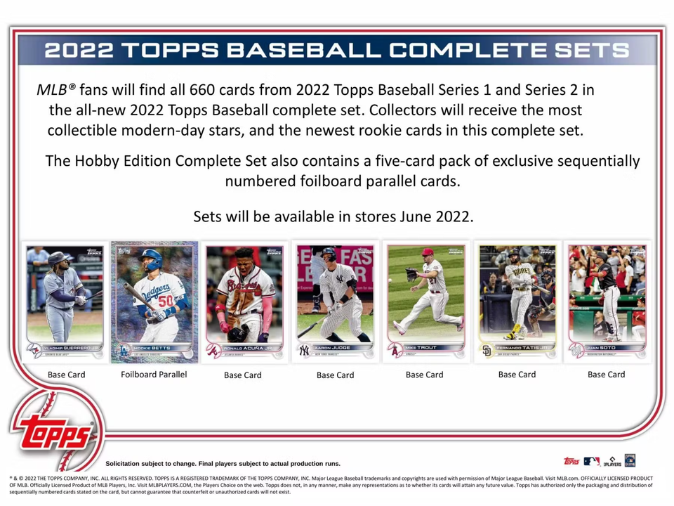 2022 Topps MLB Baseball Complete Factory Set Hobby Edition Sealed 5 ...