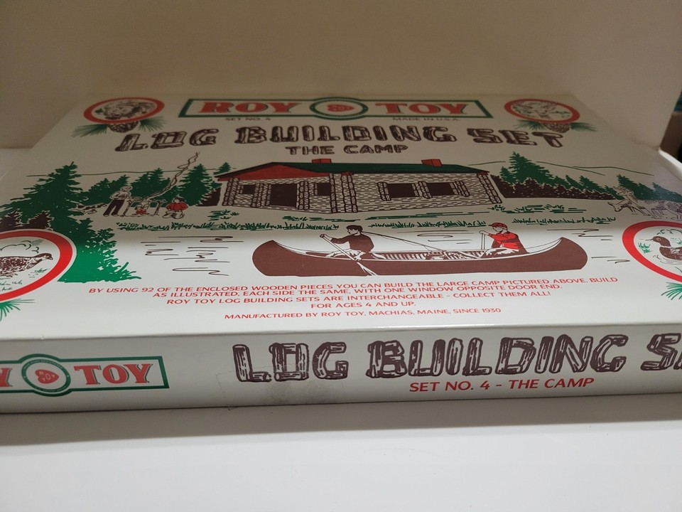 Vintage Roy Toy Log Cabin Building Set #4 The Camp Pine Wood Building ...