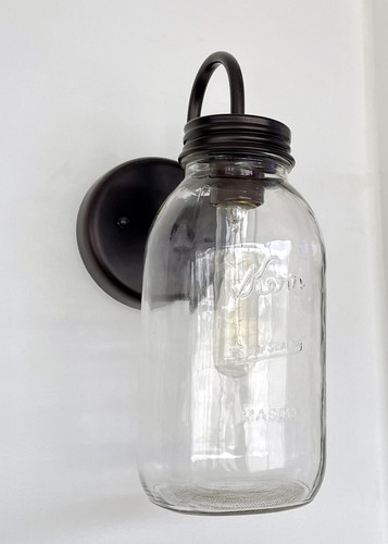 New Vintage 1950's KERR Half Gallon Mason Jar Wall SCONCE Lighting ...