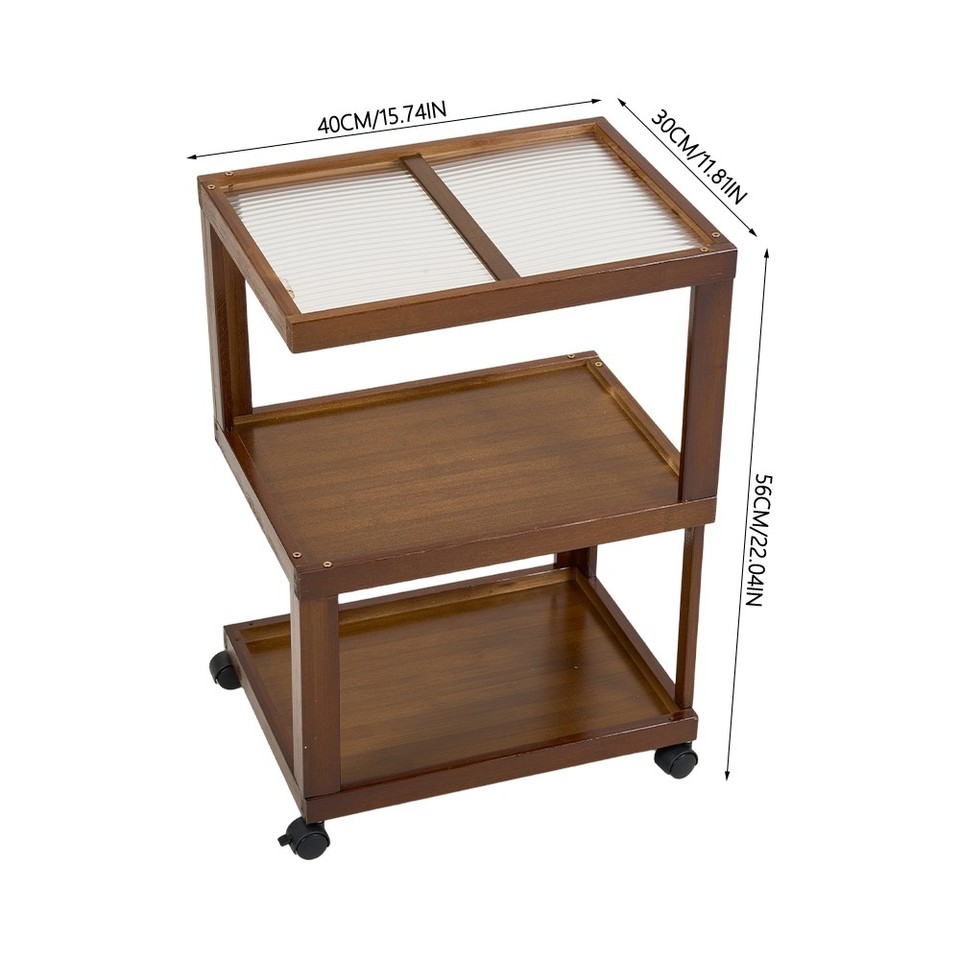 Mobile Sofa Side Table Bamboo Wood Living Room End Table Bedroom Night ...