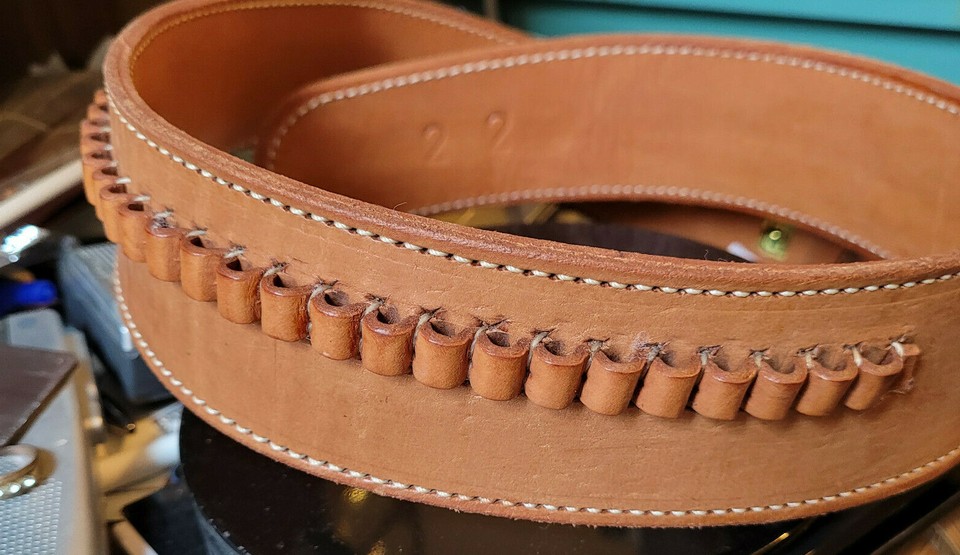 Western Genuine Leather 22 cal Cartridge Belt Natural 2-1/2" Wide Gun ...