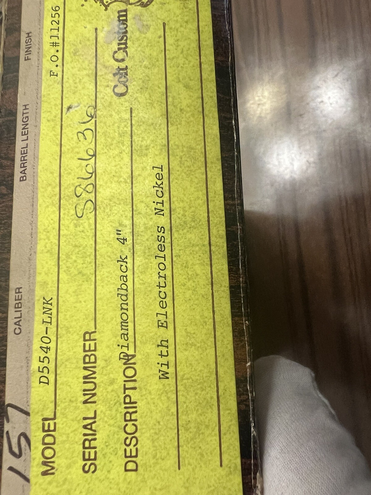 Colt Factory Original ELECTROLESS Nickel Custom Shop Diamondback Box ...