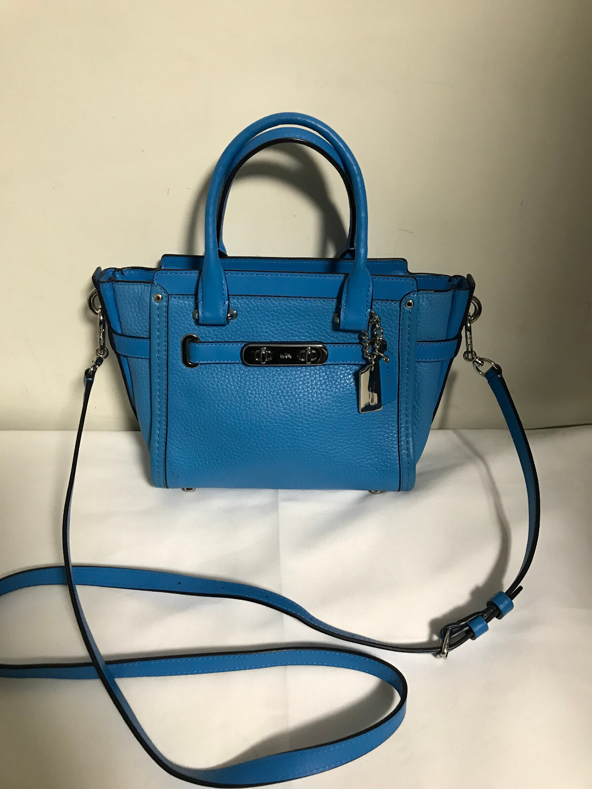 Coach Handbag Swagger 21 Carryall Azure Blue Pebble L… - Gem
