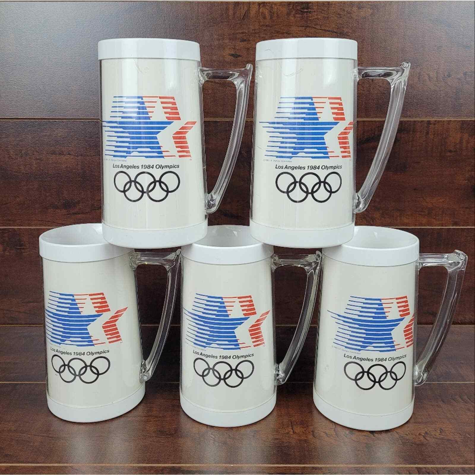 Vintage 1984 Los Angeles Olympics Plastic Mugs Cups Set Lot of 5 Retro ...