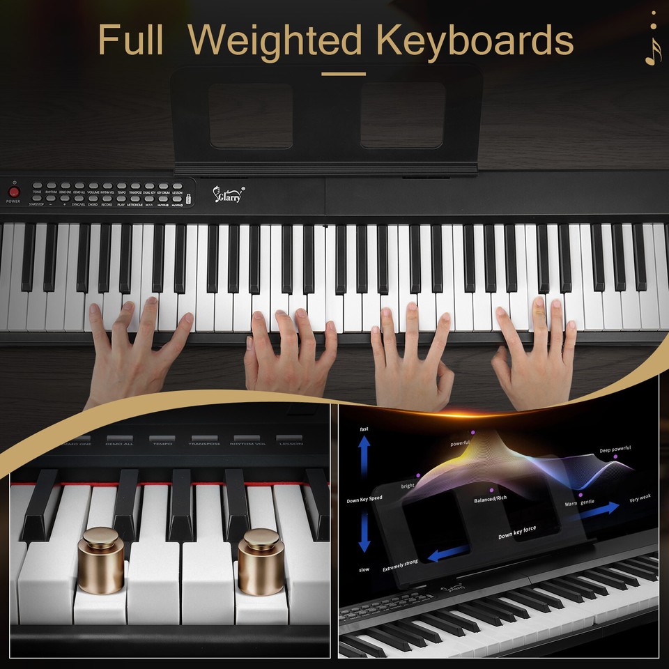 Glarry 88 Key Half Hammer Keyboard Foldable Bluetooth Portable Electric ...