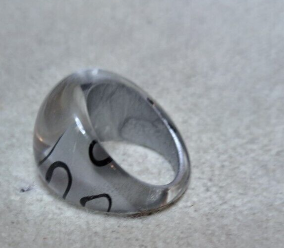 vintage lucite ring black and white size 6.5 modernist statement estate ...