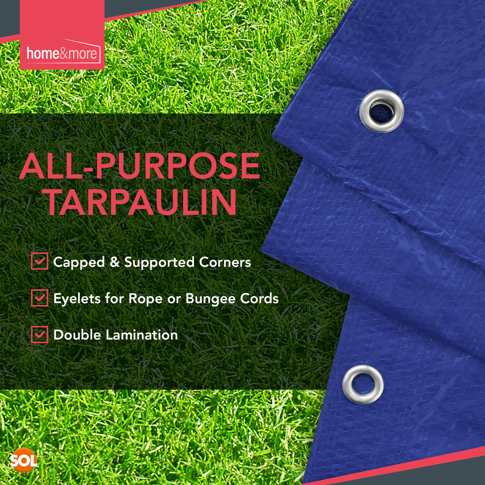 1M Tarpaulin Ground Cover Sheet Heavy Duty Waterproof Blue Tarp Camping ...