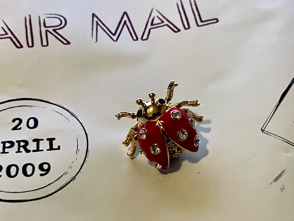 SWAROVSKI Ladybug Pin Brooch Austrian Crystal Red Enamel Vintage Brooch ...