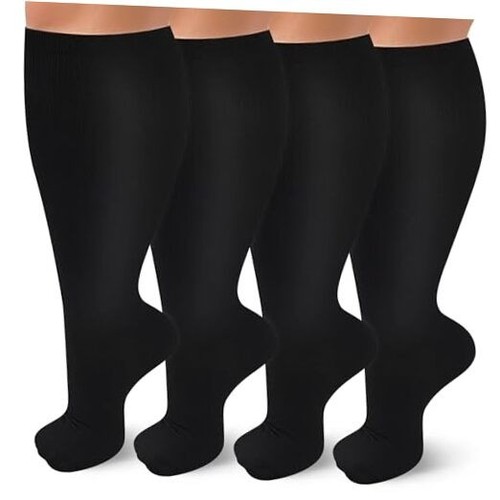 4 Pairs Plus Size Compression Socks for Women and Men 20-30 mmHg XX ...