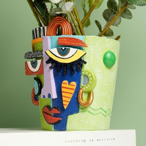 Mint Green Abstract Face Planter Pot/Picasso Flower Pot, Unique Head ...