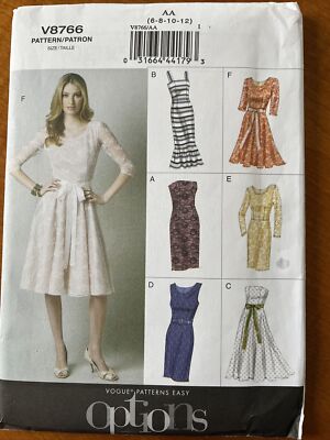 Vogue V8766 Misses/ Misses Petite Dresses Size 6 - 12 Uncut Sewing ...