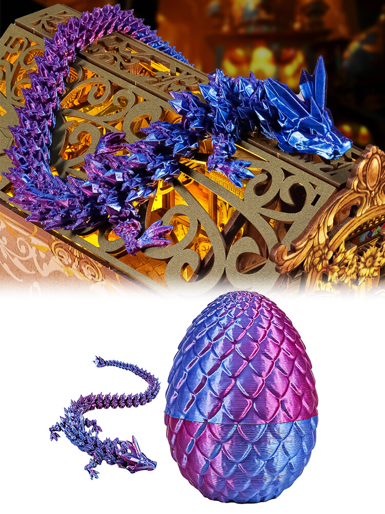3D Printed Crystal Dragon Set Crystal Dragon Figures with Dragon Egg ...