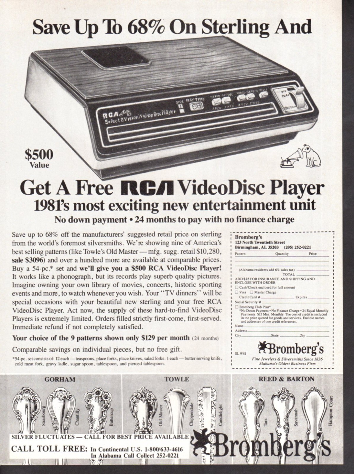 Vintage advertising print ad House RCA VideoDisc Player Bromberg's ...